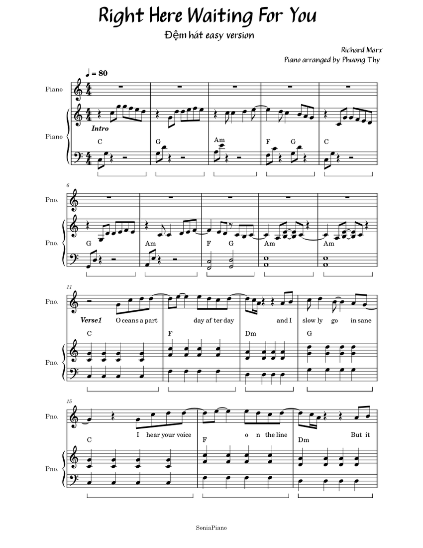 Right here waiting – Richard Marx Right here waiting Sheet music for ...