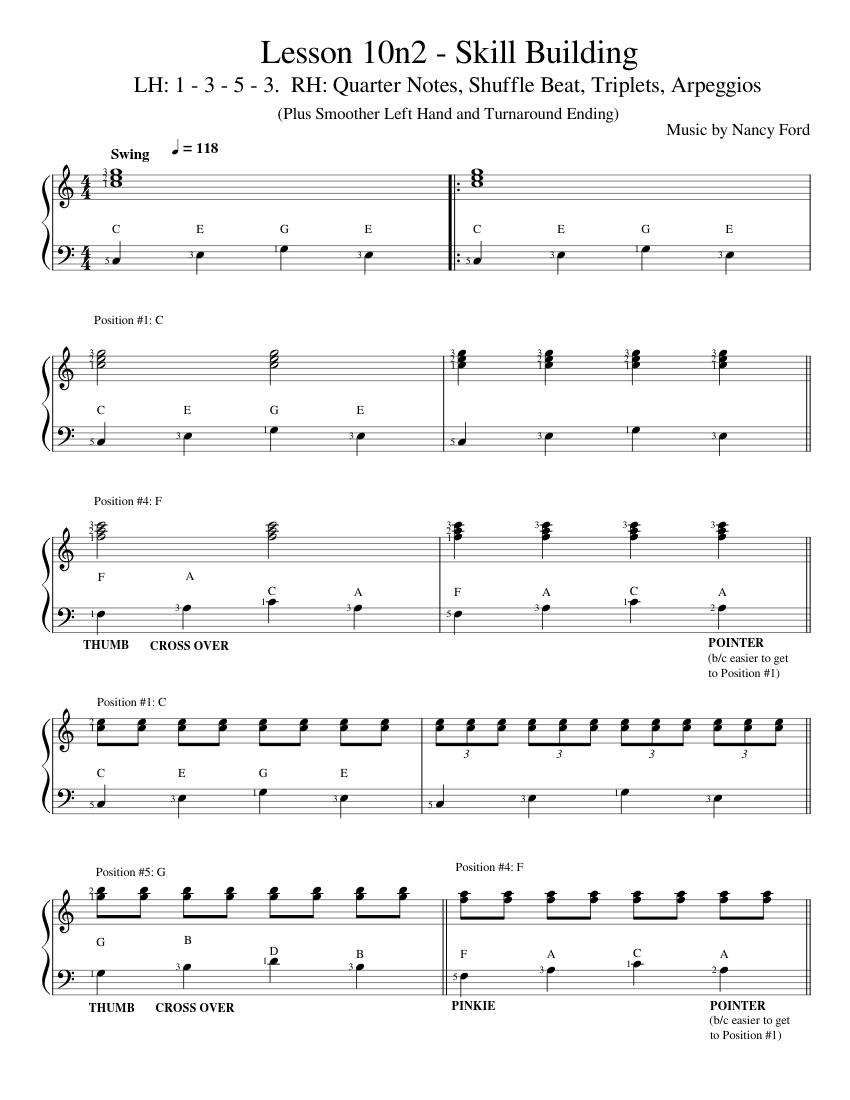 Lesson 10n2 - Skill Building - LH 1-3-5-3, RH Quarter Notes, Shuffle ...