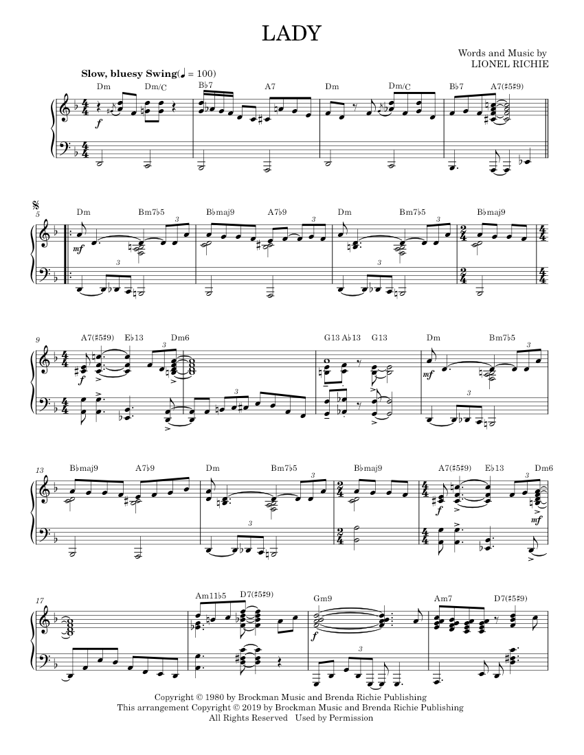 Play Official version of Lady sheet music by Lionel Richie for Piano ...