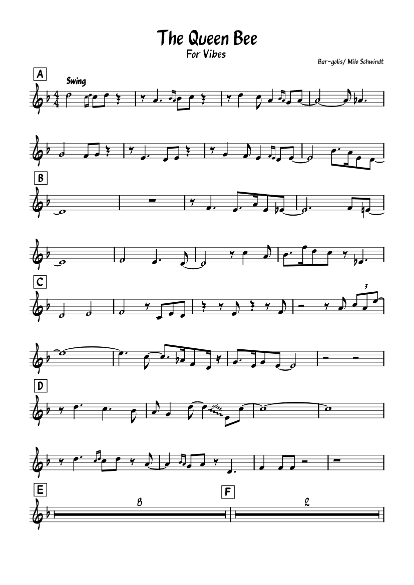 The queen bee – Sammy Nestico Sammy Nestico The Queen Bee Sheet Music ...