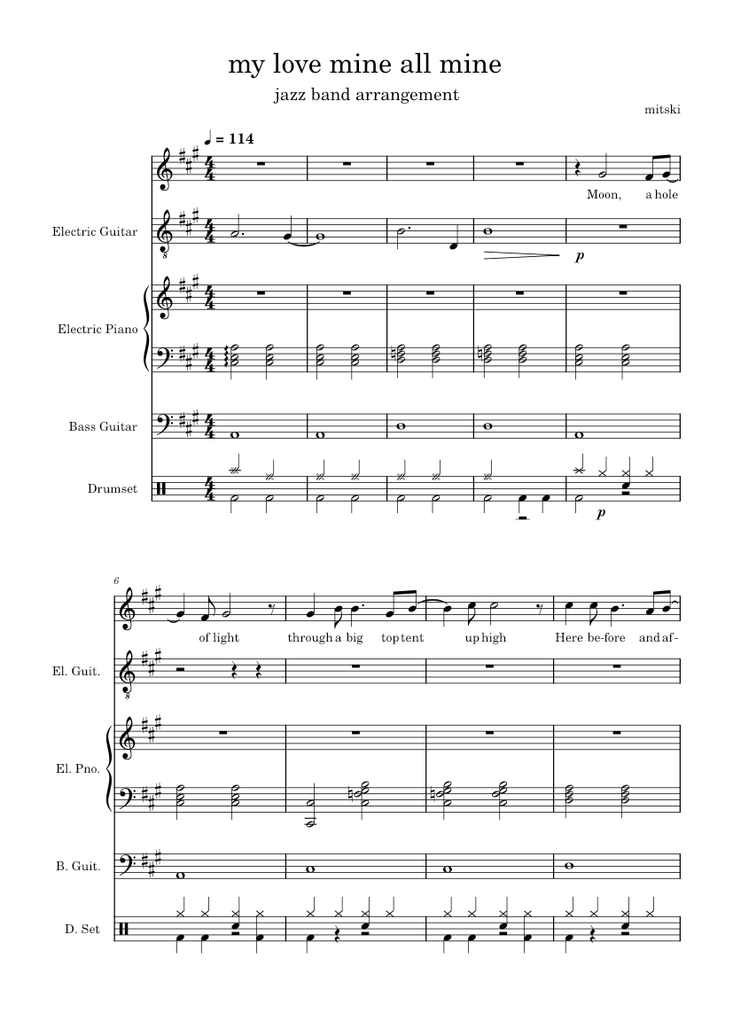 my love mine all mine - mitski (band arrangement) Sheet music for Piano ...