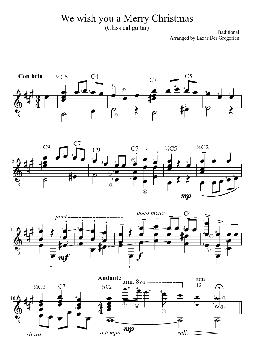 We wish you a Merry Christmas Sheet music for Guitar (Solo) | Musescore.com