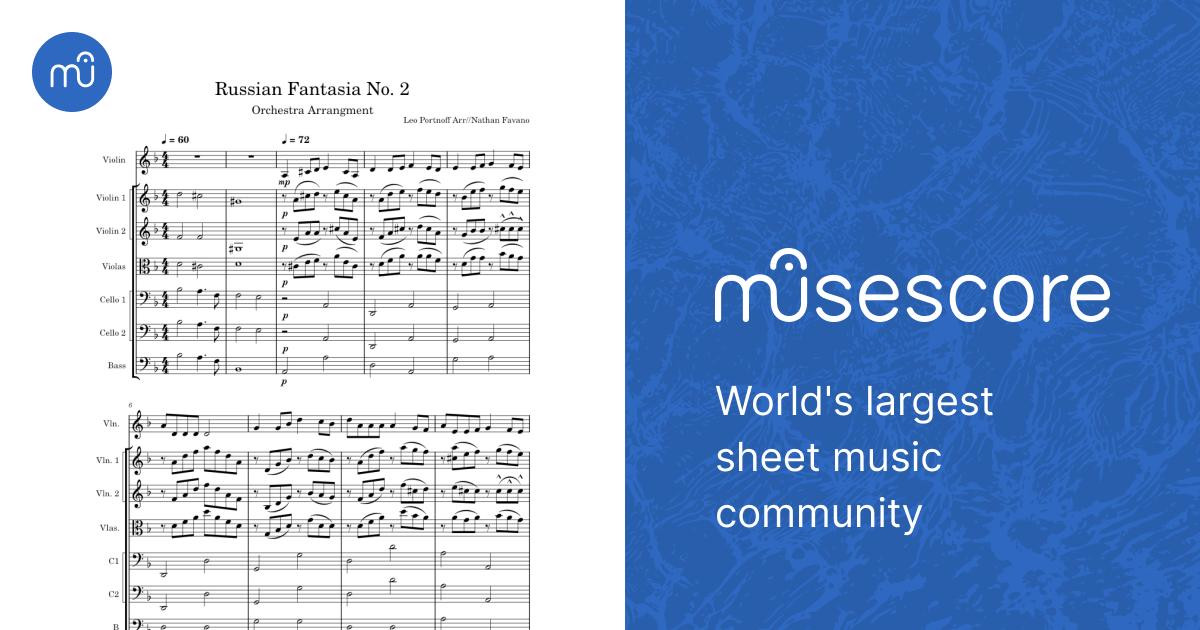 Russian Fantasia No.2 – Leo Portnoff Sheet music for Violin, Cello, Bass guitar, Strings group ...