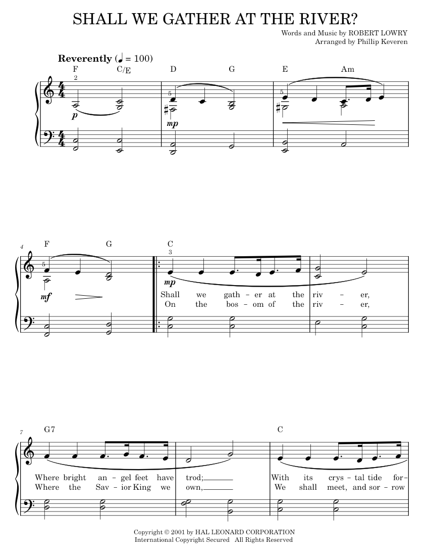 Play Official version of Shall We Gather At The River sheet music by ...