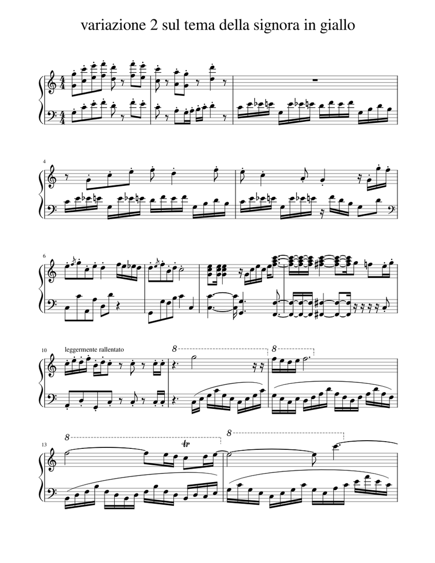 variazione 2 sul tema della signora in giallo Sheet music for Piano ...