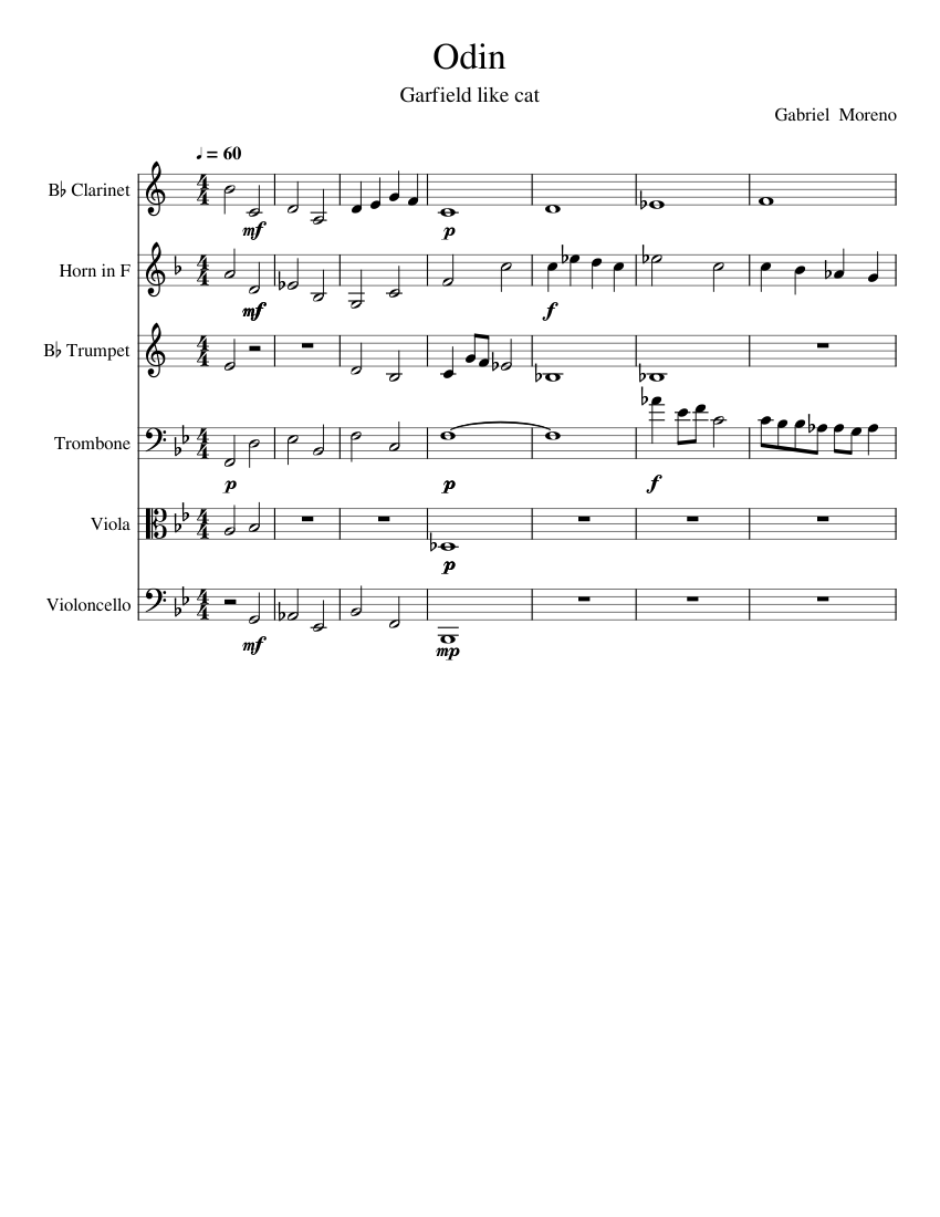 Odin Sheet music for Trombone, Clarinet in b-flat, Trumpet in b-flat ...