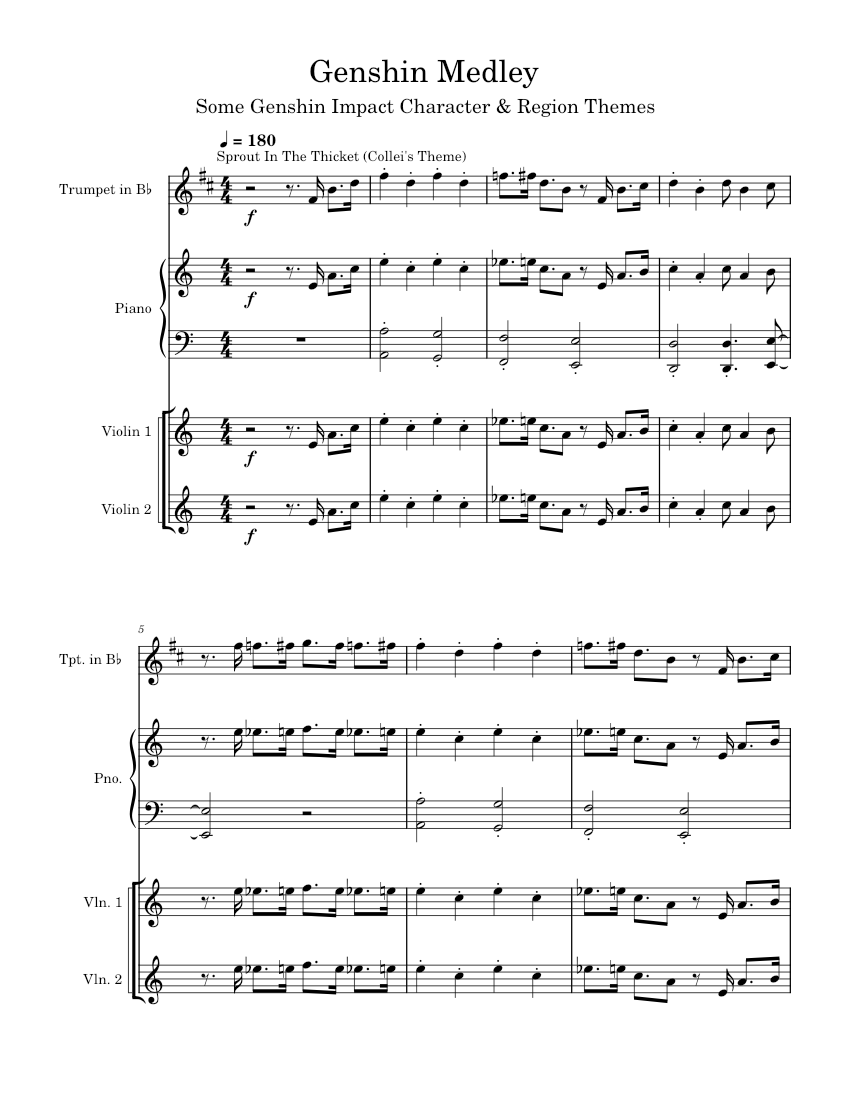 Genshin Impact Medley – Yu-Peng Chen Genshin Medley Sheet music for ...