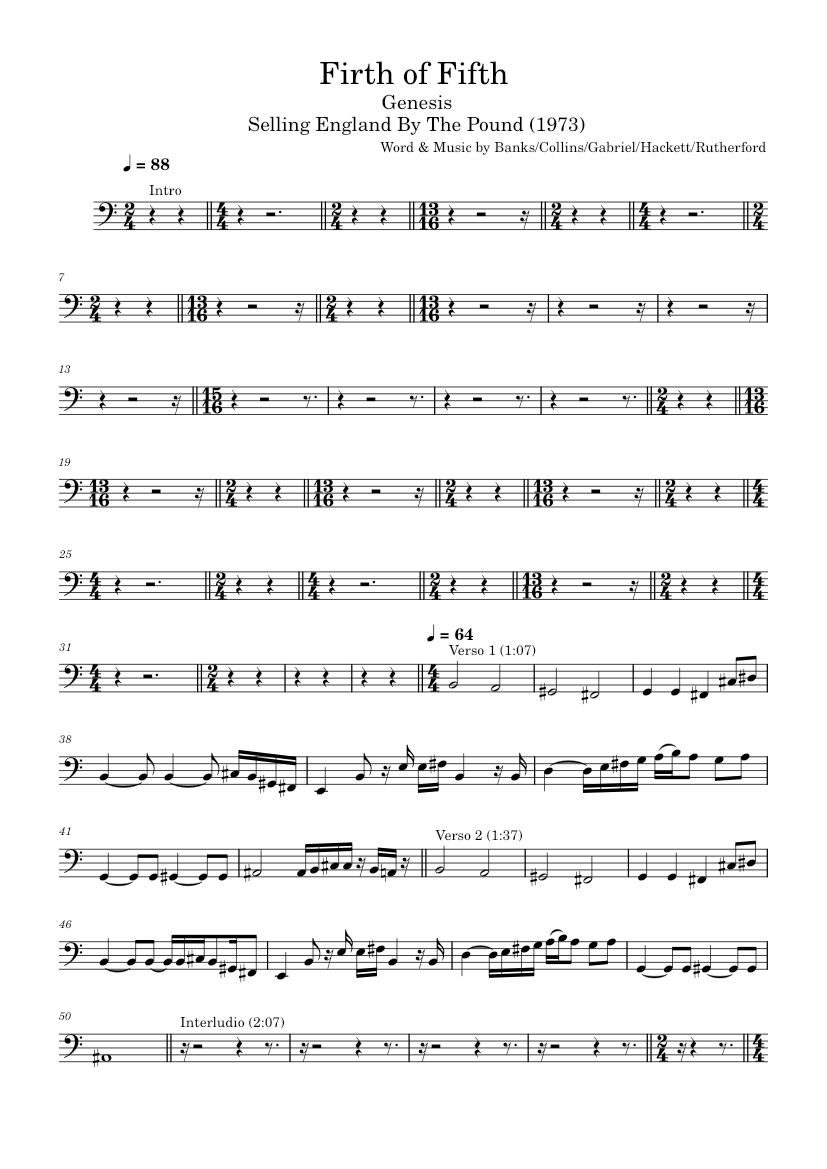 Firth of Fith Bass score Sheet music for Bass guitar (Solo) | Musescore.com