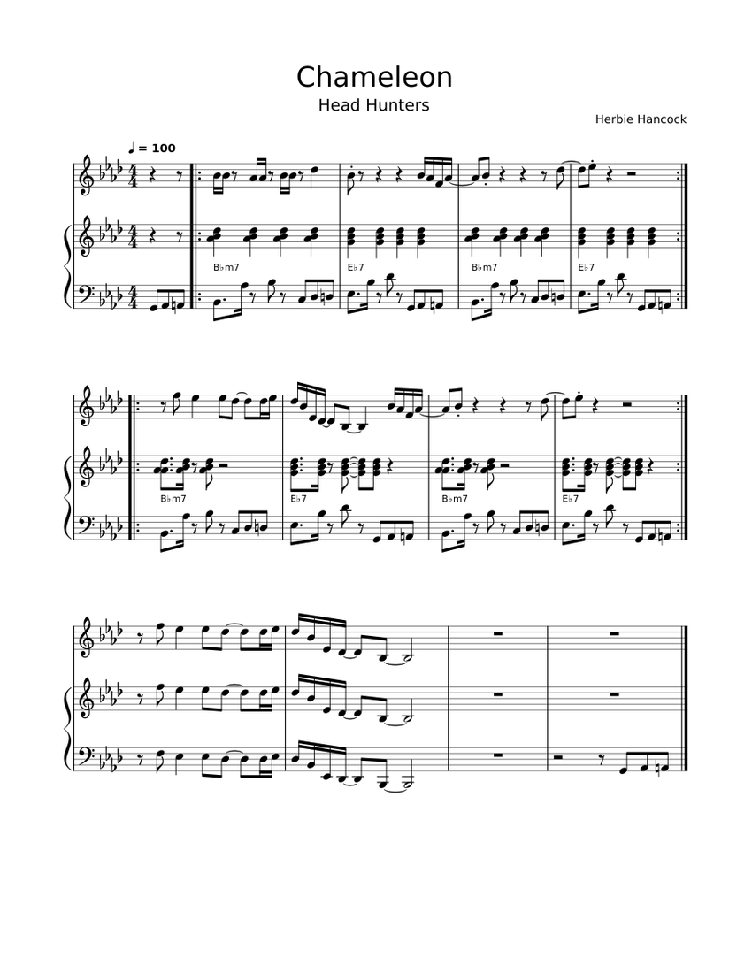 Chameleon Sheet music for Piano, Brass group (Solo) | Musescore.com
