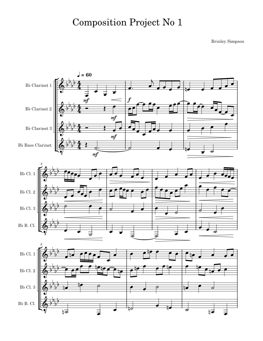 Composition_Project_No_1 Sheet music for Clarinet other (Mixed Quartet ...