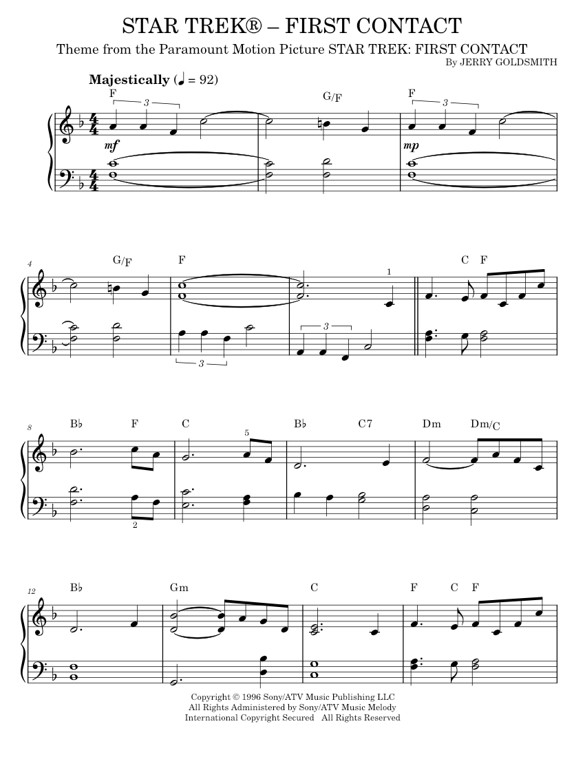 Play Official version of Star trek first contact Sheet Music by Jerry ...