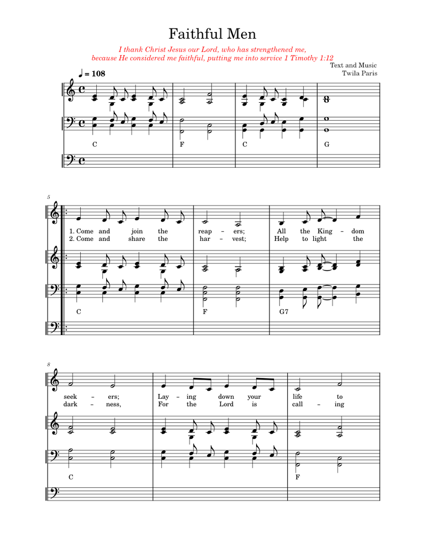 Faithful Men Sheet music for Piano (Mixed Quartet) | Musescore.com