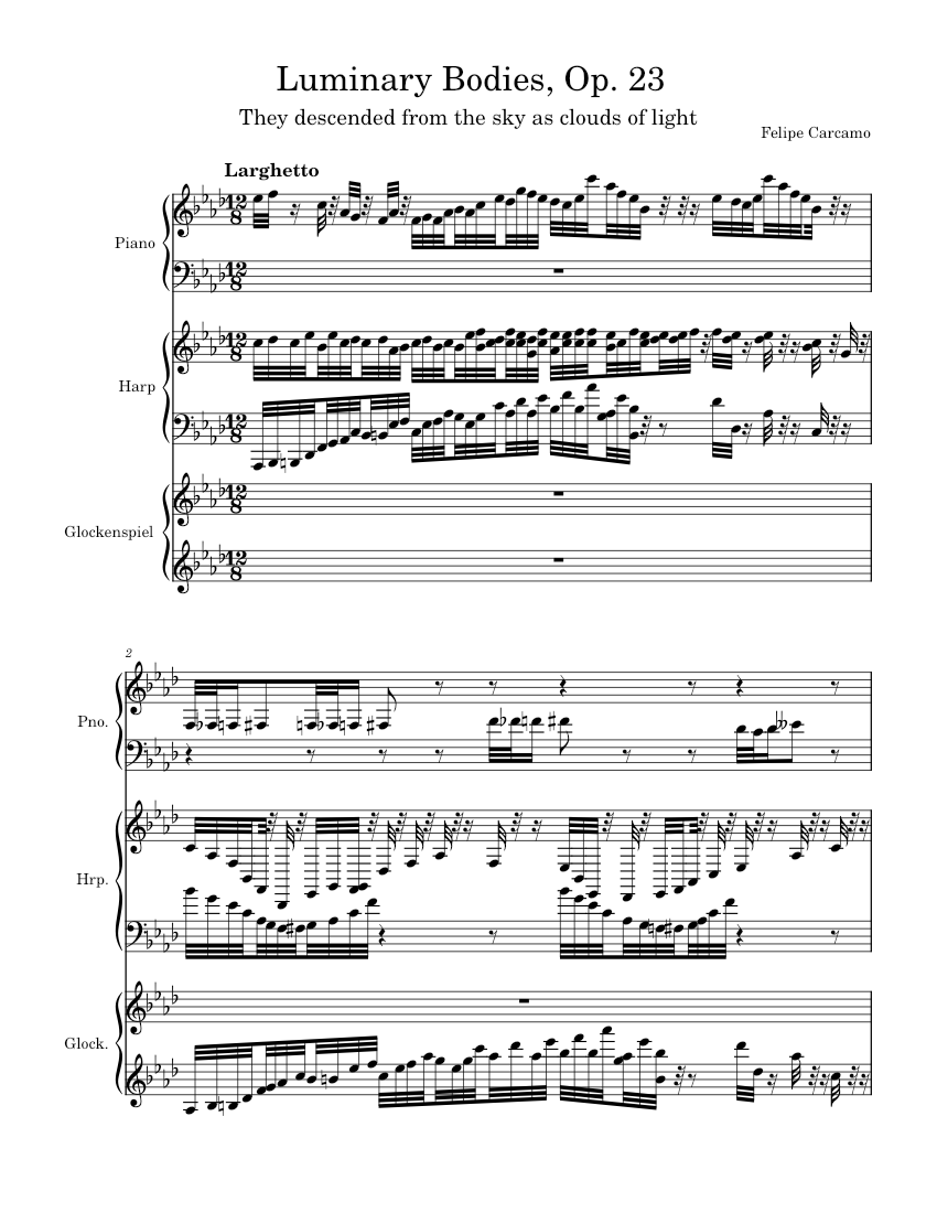 Luminary Bodies, Op 23 Sheet music for Piano, Glockenspiel, Harp (Mixed ...