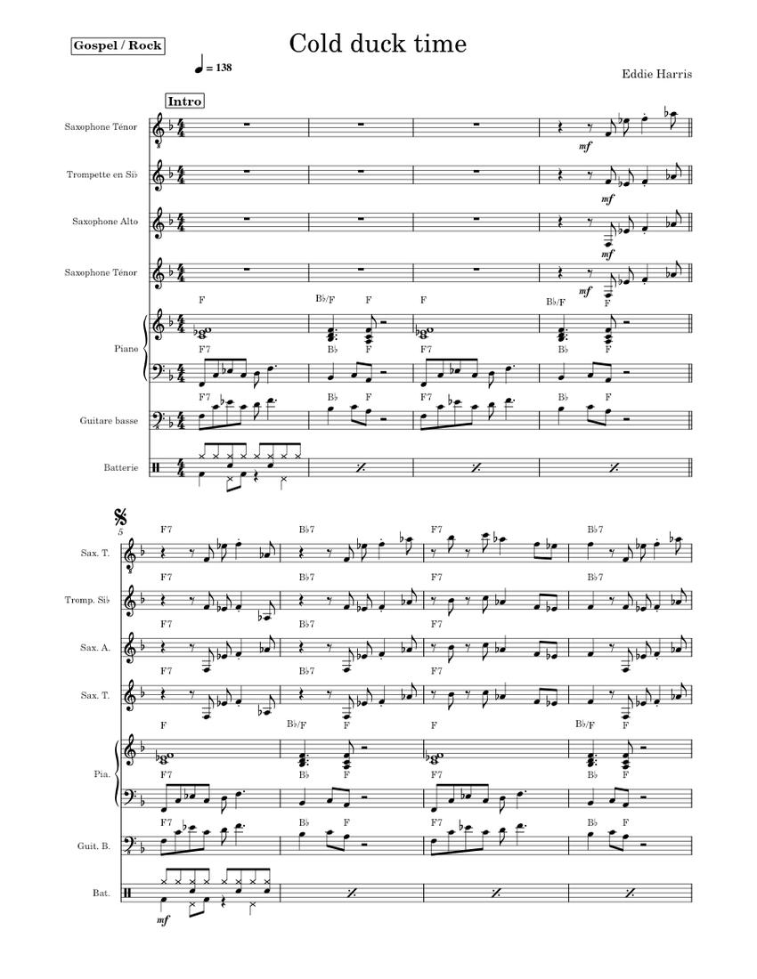 Cold duck time – Eddie Harris Cold duck time UT Sheet music for Piano ...