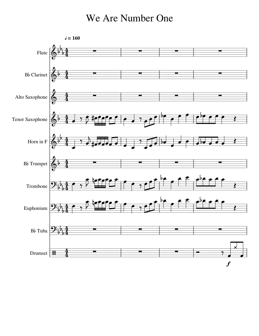 We Are Number One Sheet music for Trombone, Euphonium, Tuba, Flute ...