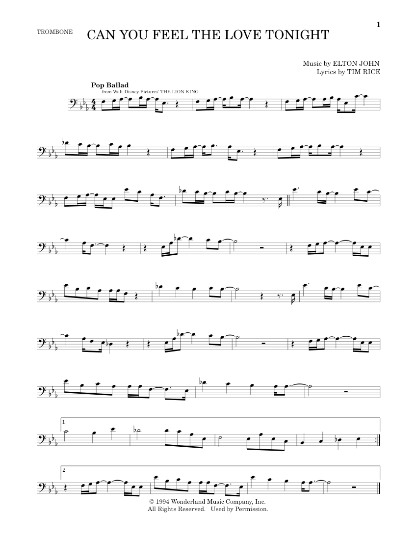 Play Official version of Can You Feel the Love Tonight Sheet Music by ...