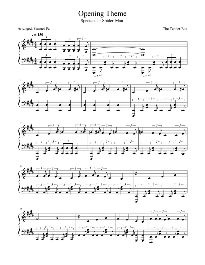Spectacular Spider-Man - Opening Theme Sheet music for Piano (Solo ...
