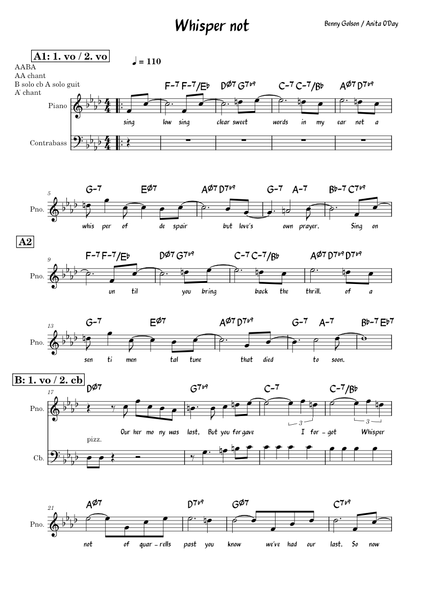 Whisper Not Sheet music for Piano, Woodwinds (other) (Solo) | Musescore.com