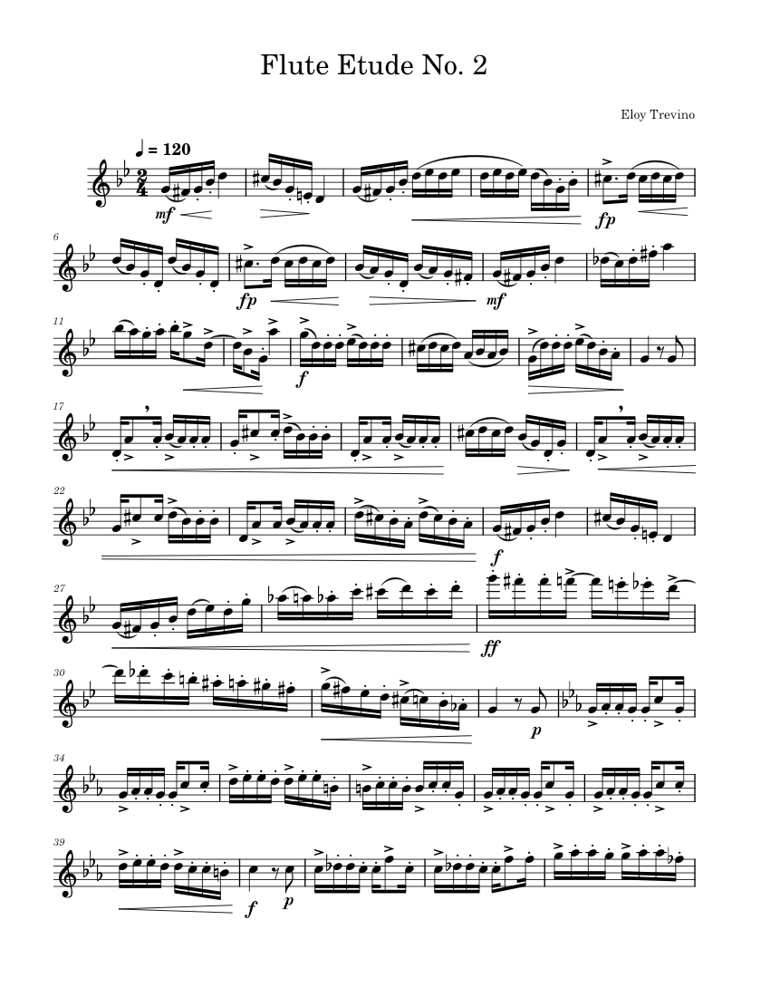 Flute Etude No. 2 Sheet music for Flute (Solo) | Musescore.com