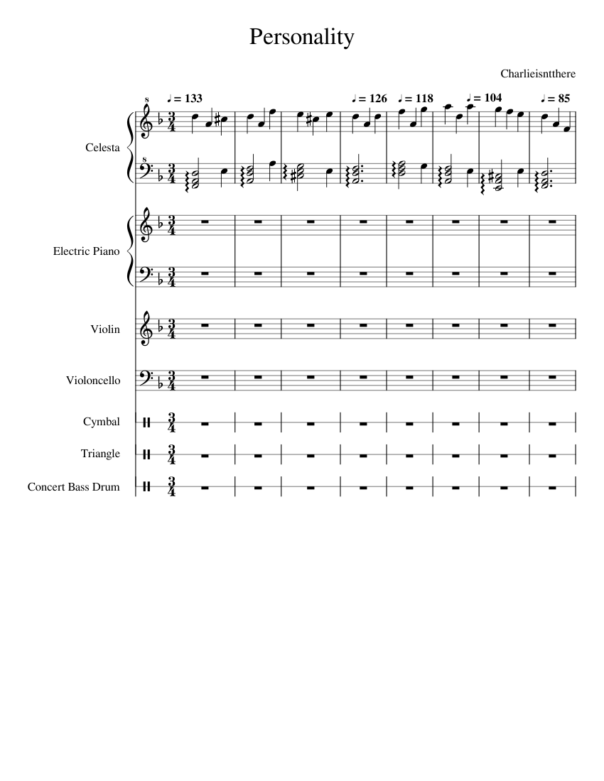 Personality Sheet music for Piano, Celesta, Crash, Violin & more ...