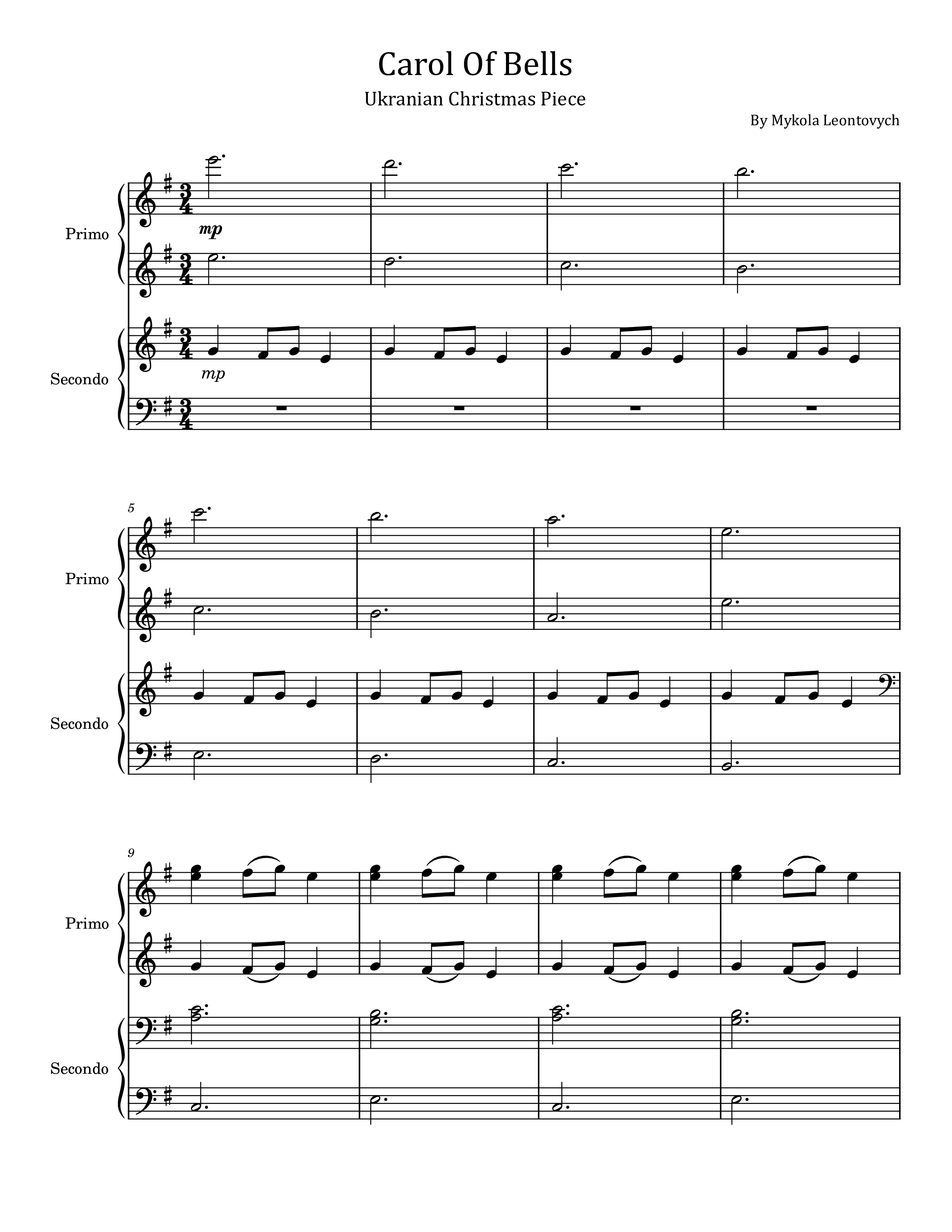Play Official version of Carols of the Bells Sheet Music by Mykola ...