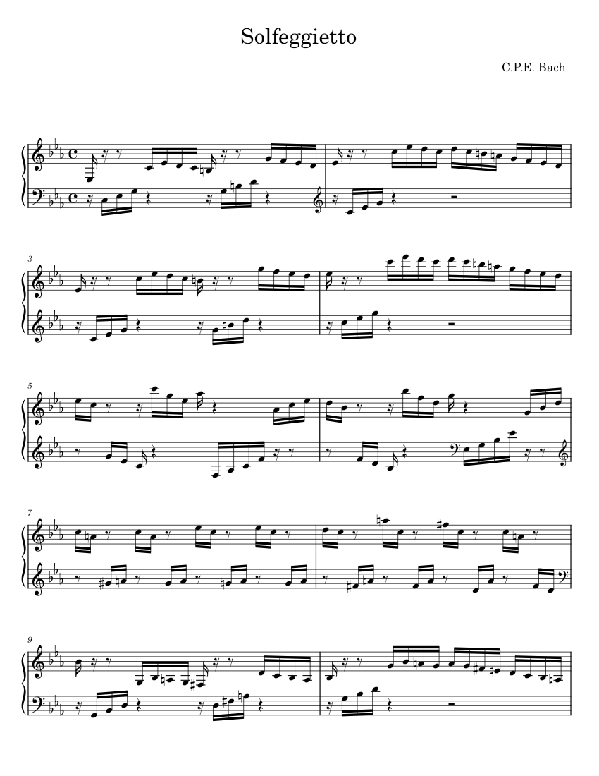 Solfeggio (Solfeggietto) - J C Bach, W F Bach, C P E Bach Sheet Music ...