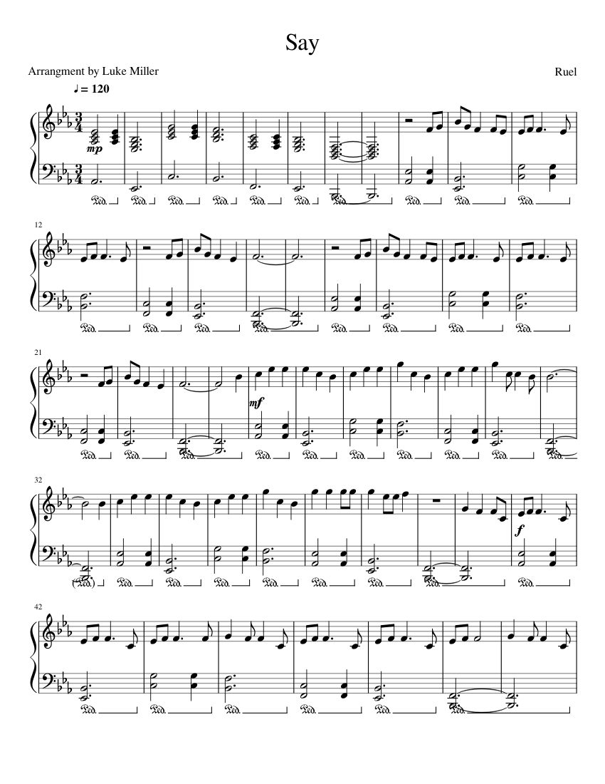 Say - Ruel Sheet music for Piano (Solo) Easy | Musescore.com