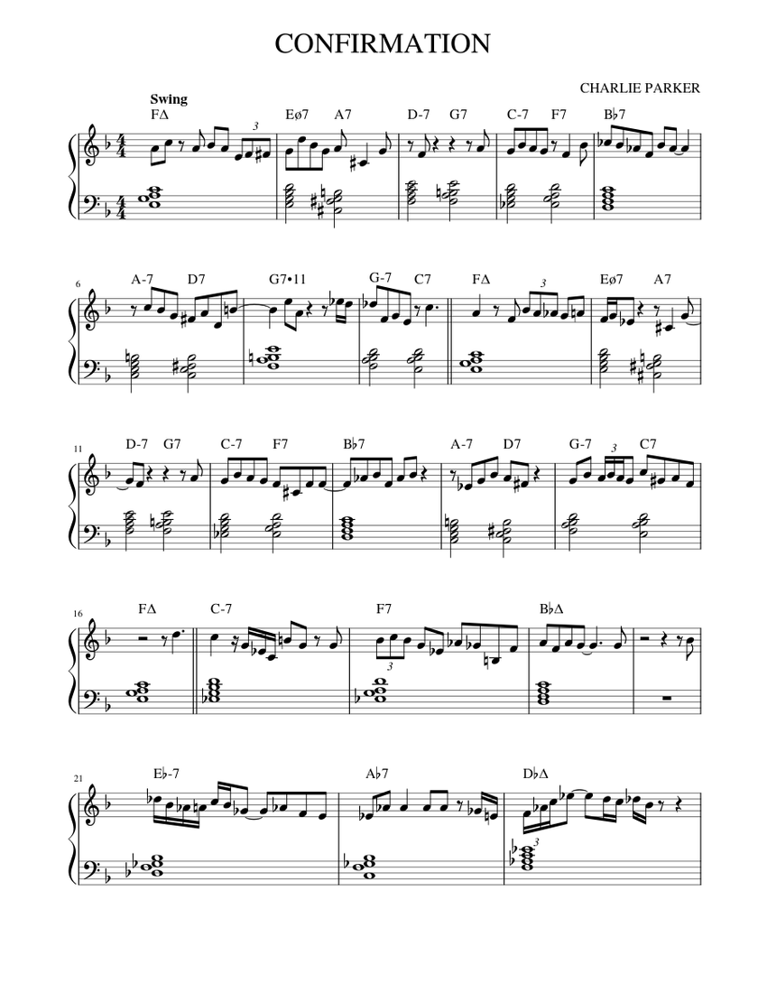 CONFIRMATION Sheet music for Piano (Solo) Easy | Musescore.com