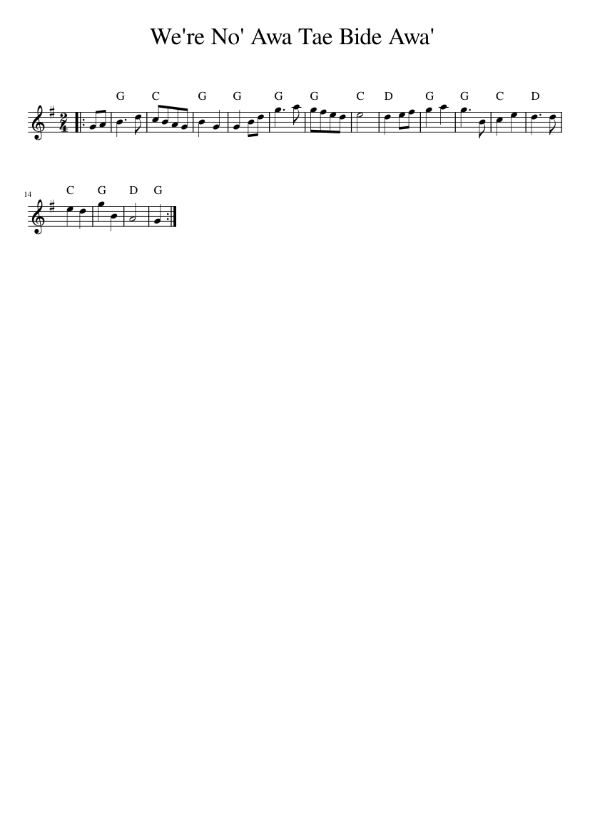 We’re No‘ Awa Tae Bide Awa’ – Trad. Scottish Sheet Music with Chords for Piano (Solo) Easy ...