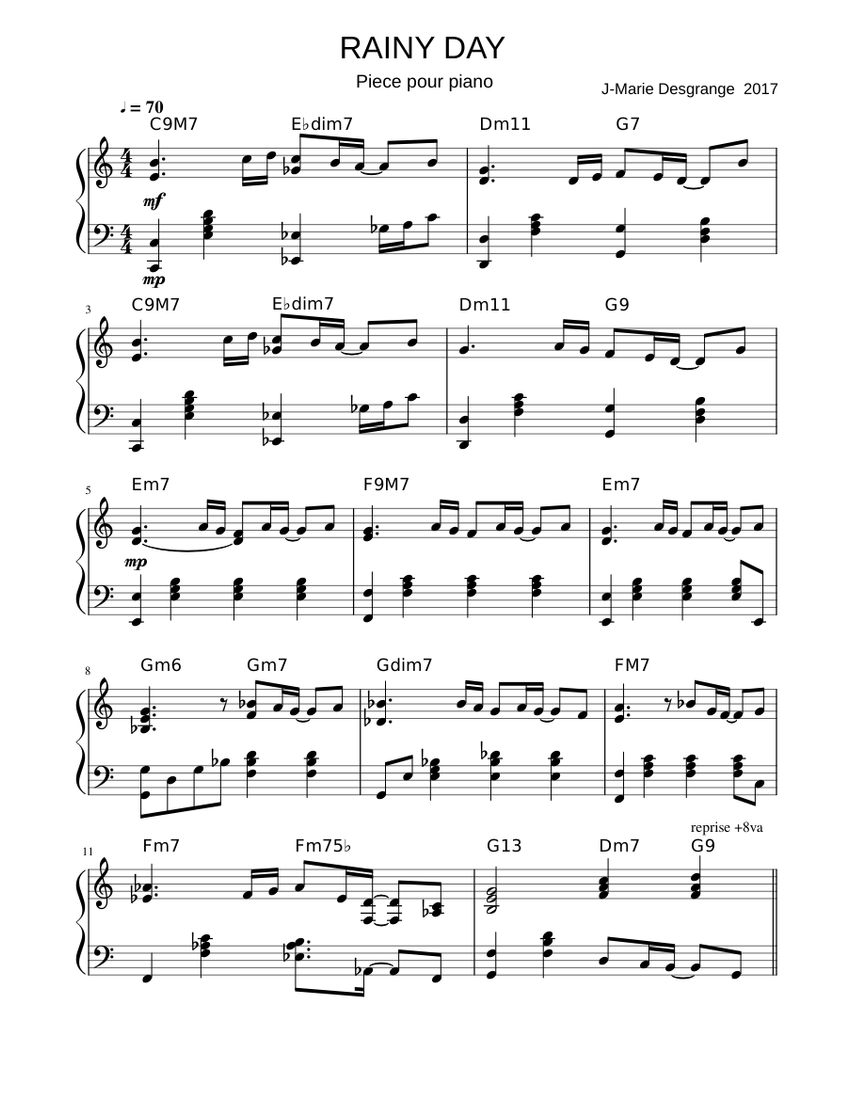 Rainy Day piano solo Sheet music for Piano (Solo) | Musescore.com