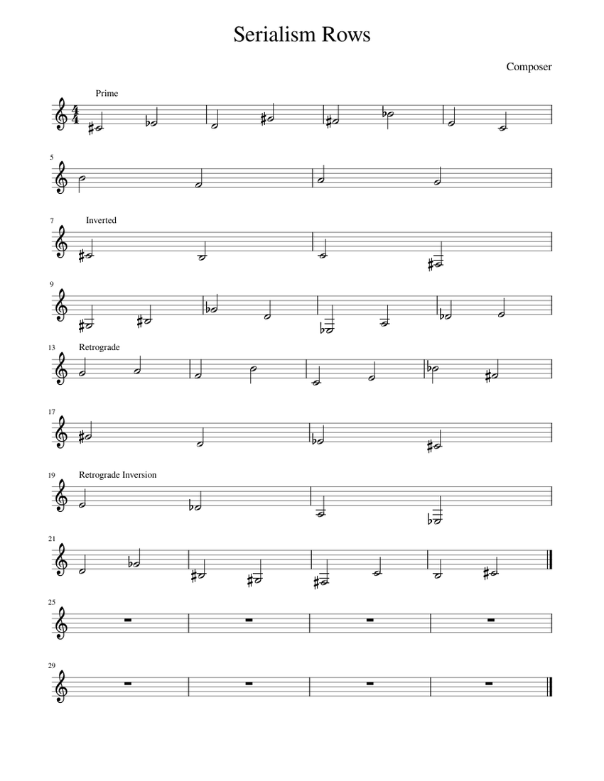 Serialism Rows Sheet music for Piano (Solo) Easy | Musescore.com