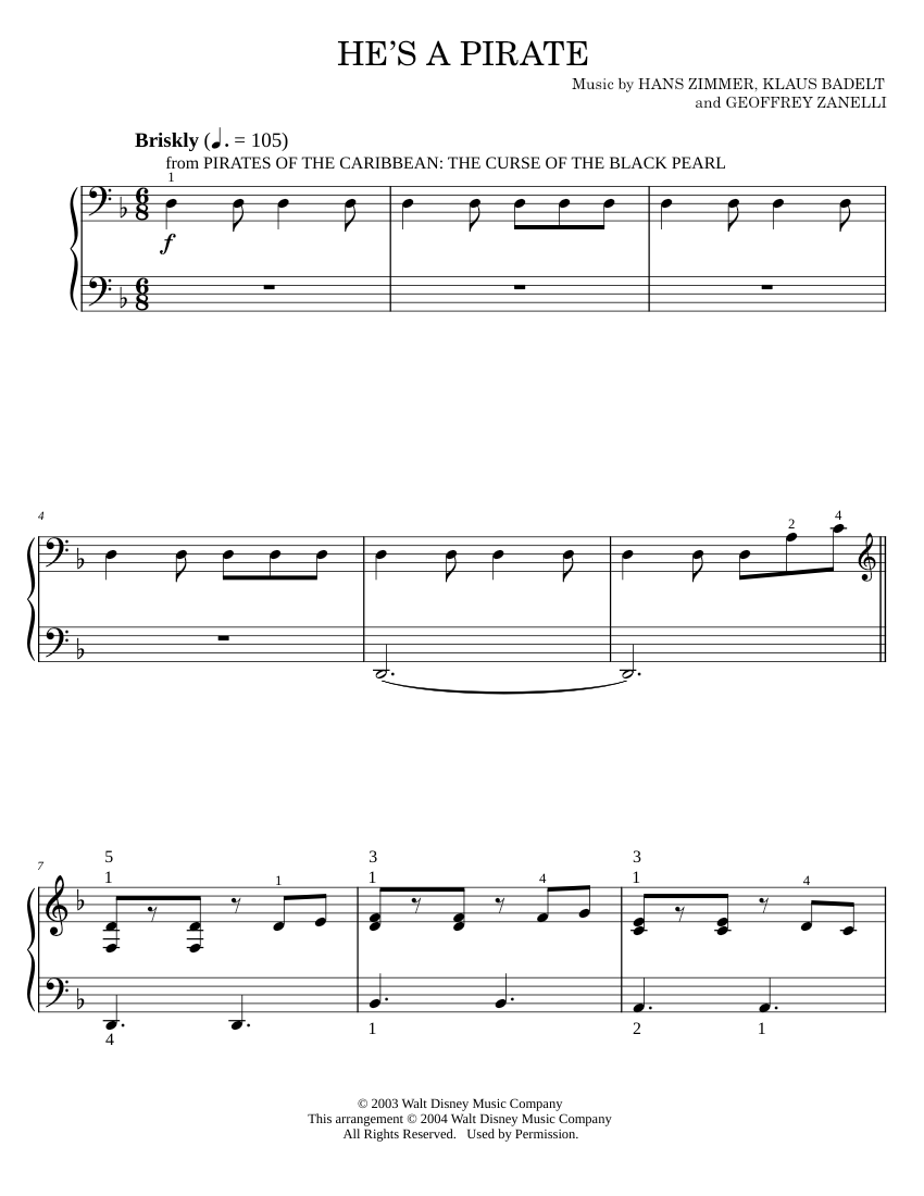 Play Official version of He's a Pirate sheet music by Klaus Badelt for ...