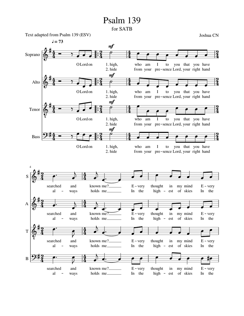 Psalm 139 Sheet music for Piano (SATB) | Musescore.com