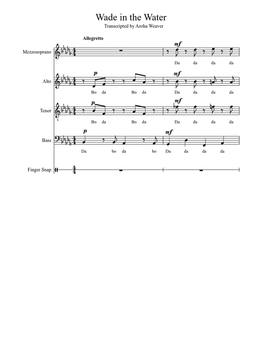 Wade in the Water Sheet music for Bass guitar (Solo) | Download and ...