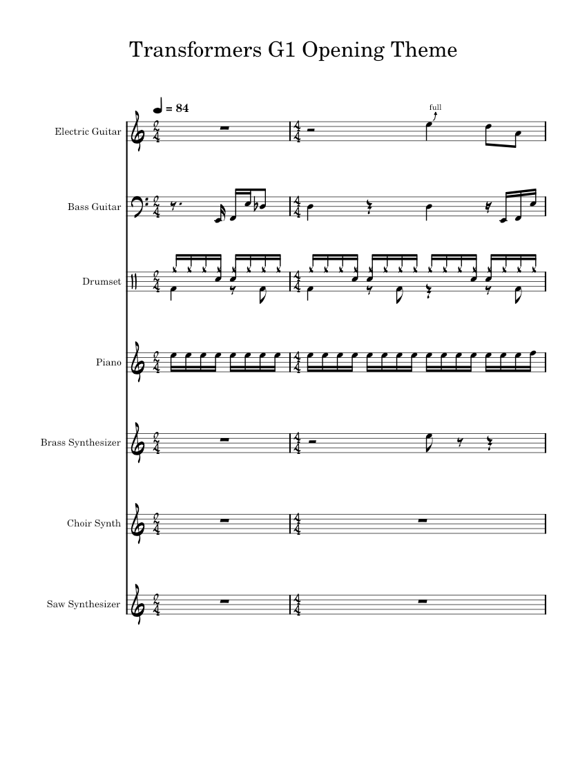 Transformers G1 Outro – Michael Tavera Transformers G1 Theme Sheet music for Piano, Guitar, Bass ...