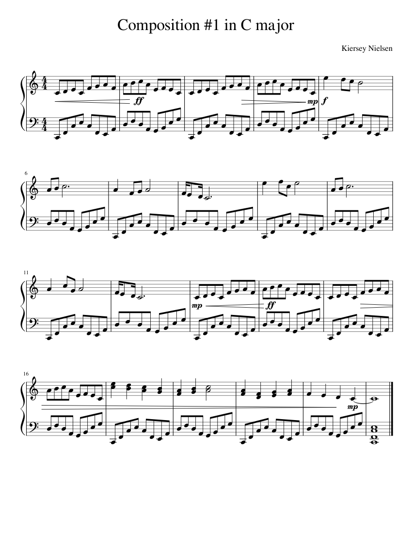 Composition #1 in C major Sheet music for Piano (Solo) | Musescore.com