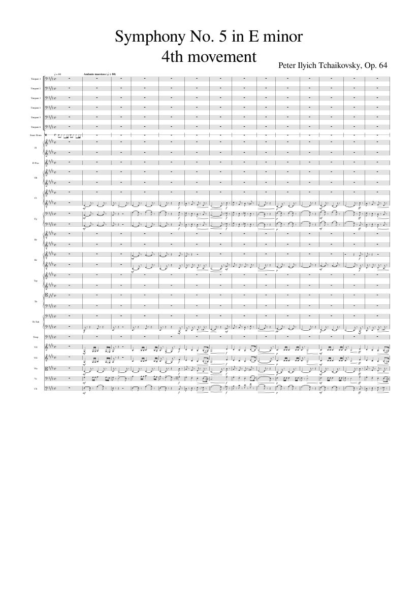 Symphony No.5 4th movement – Tchaikovsky 【Timp私と練習してくれますか？】 Sheet music for Piano, Timpani ...