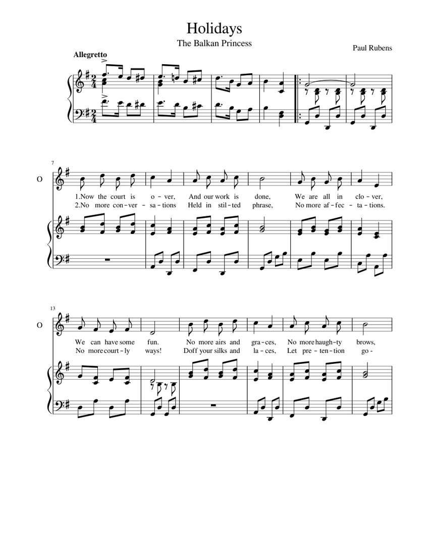 2. Holidays Sheet music for Piano, Soprano, Alto, Tenor & more ...