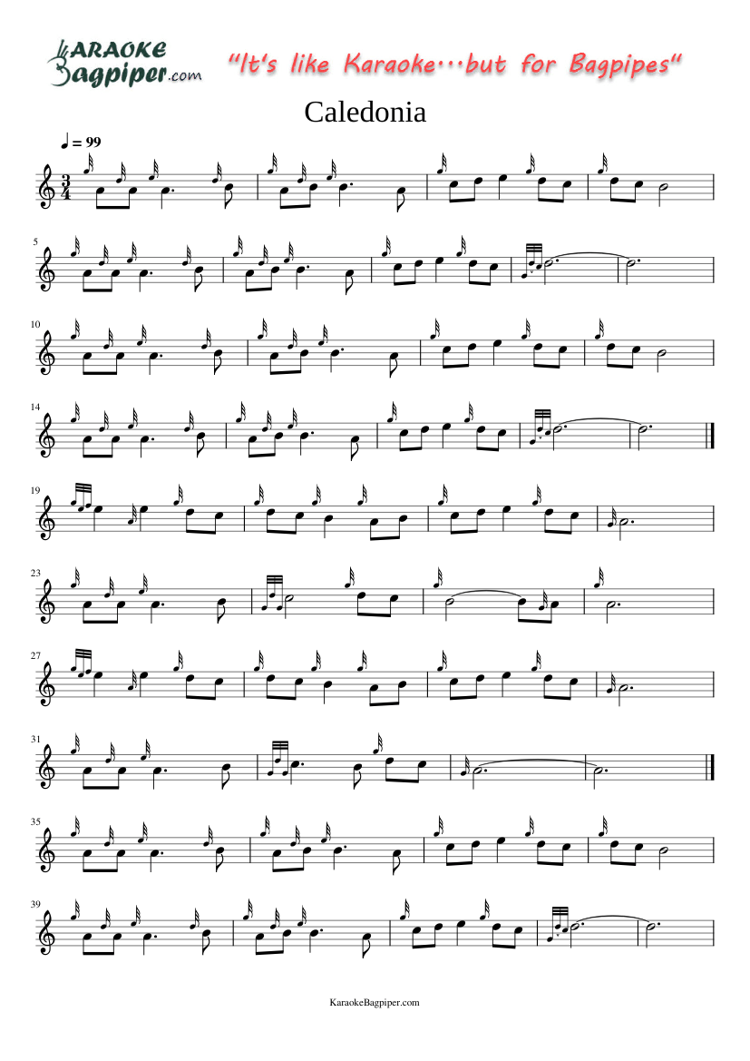 Caledonia – Bagpipe Version Sheet Music for Pipes (Solo) | MuseScore.com