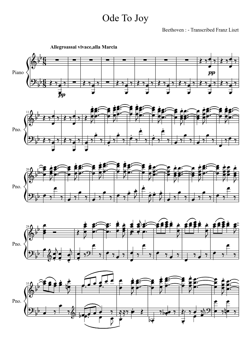 Ode To Joy - Beethoven 9th Sheet Music for Piano (Solo) | MuseScore.com