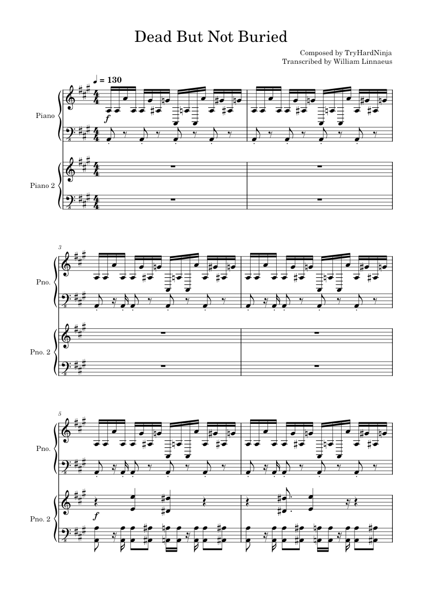 Dead But Not Buried – TryHardNinja Sheet Music for Piano (Piano Four ...