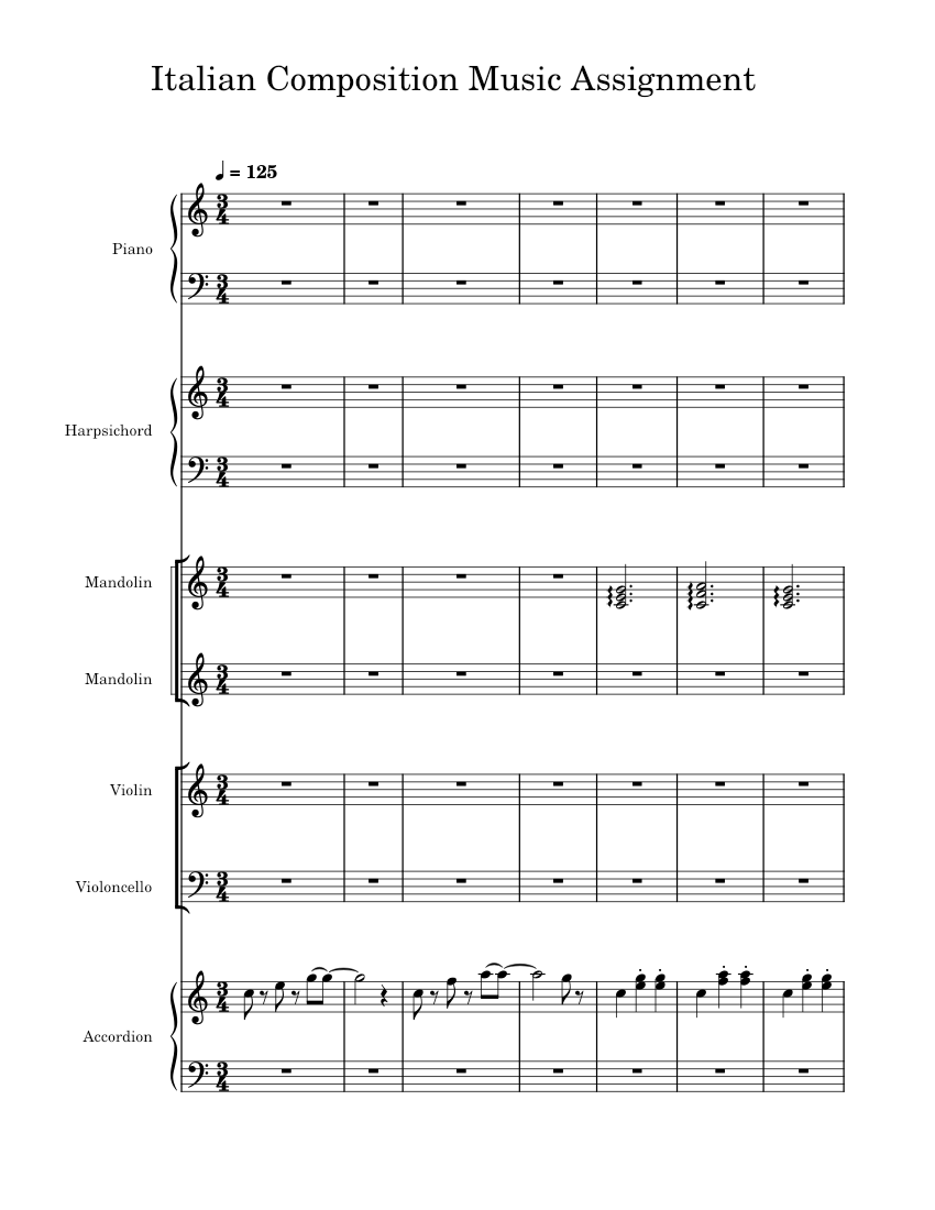Italian Composition Music Assignment Sheet music for Piano, Accordion ...