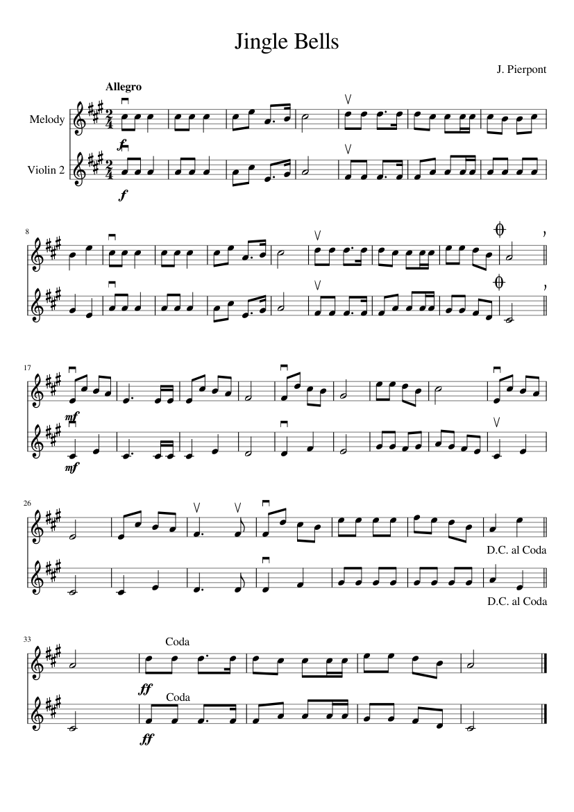Partitura De Jingle Bells En D Jingle Bells By Traditional Sheet Music