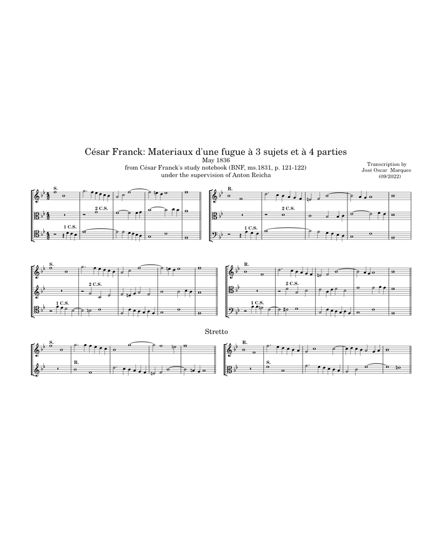César Franck: Materiaux d'une fugue à 3 sujets et à 4 parties Sheet music for Strings group ...