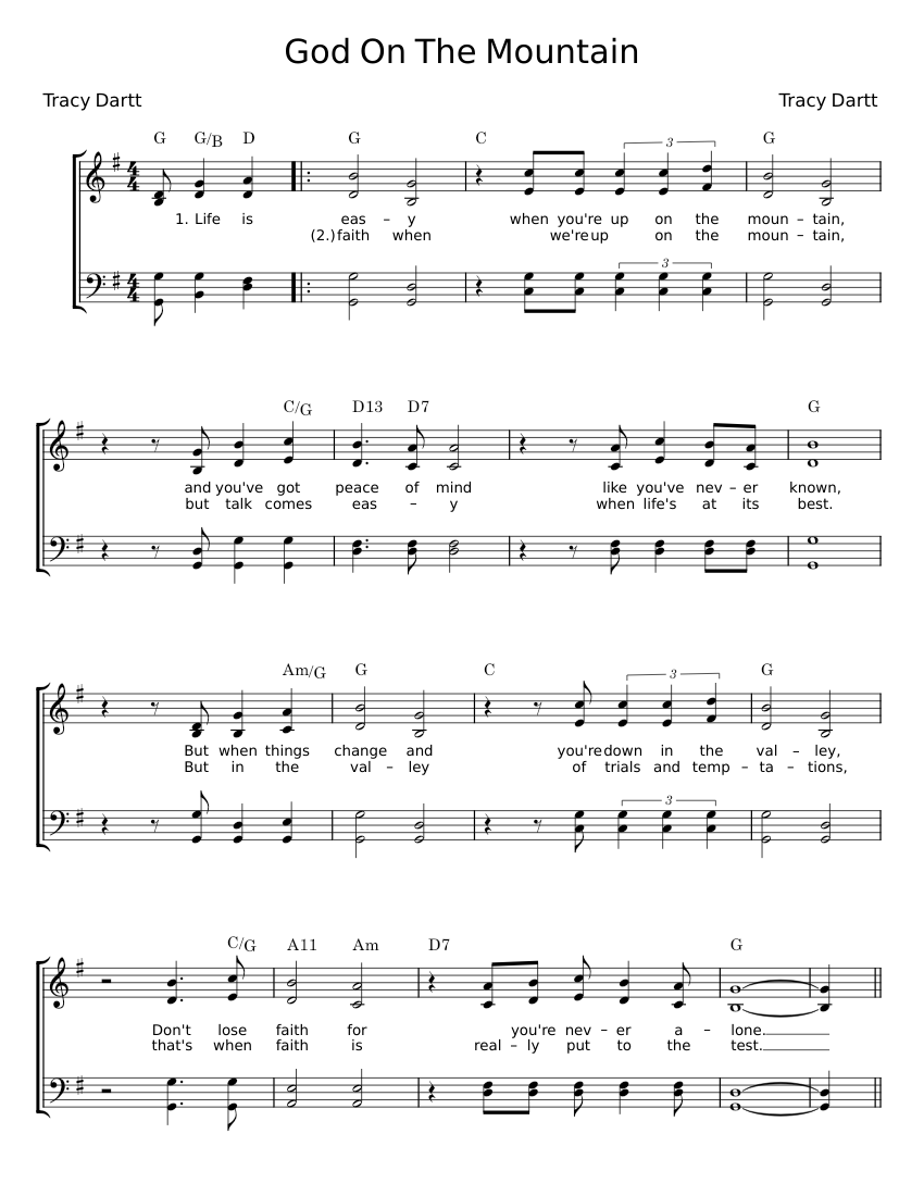 God on the Mountain - TRACY G DARTT Sheet Music for Synthesizer (Mixed ...