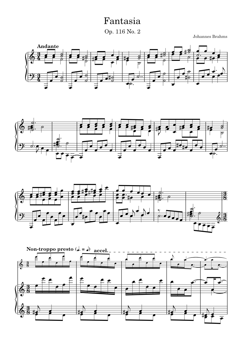 Fantasia, Op. 116 No. 2 Sheet music for Piano (Solo) Easy | Musescore.com