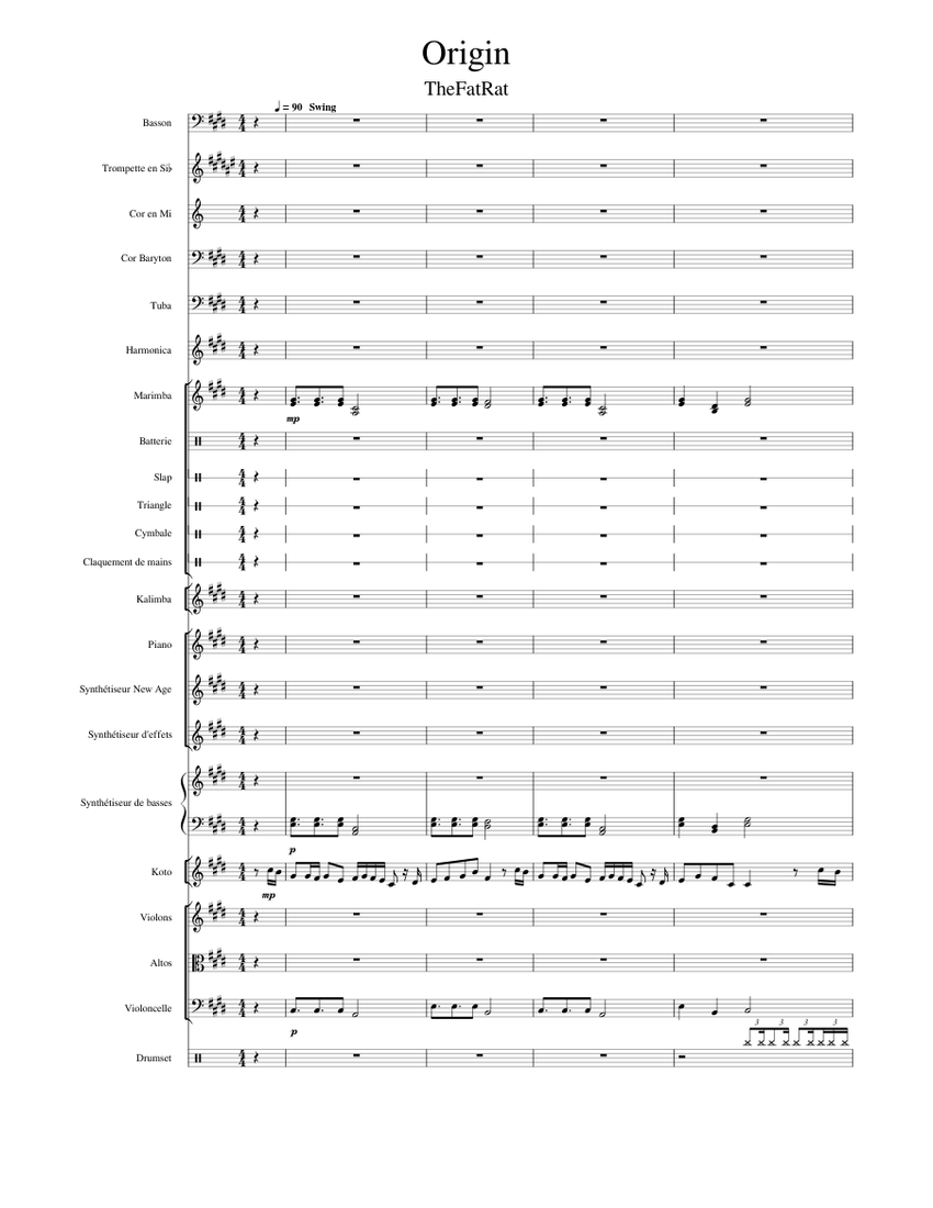 TheFatRat– Origin Sheet music for Piano, Tuba, Bassoon, Trumpet in b ...