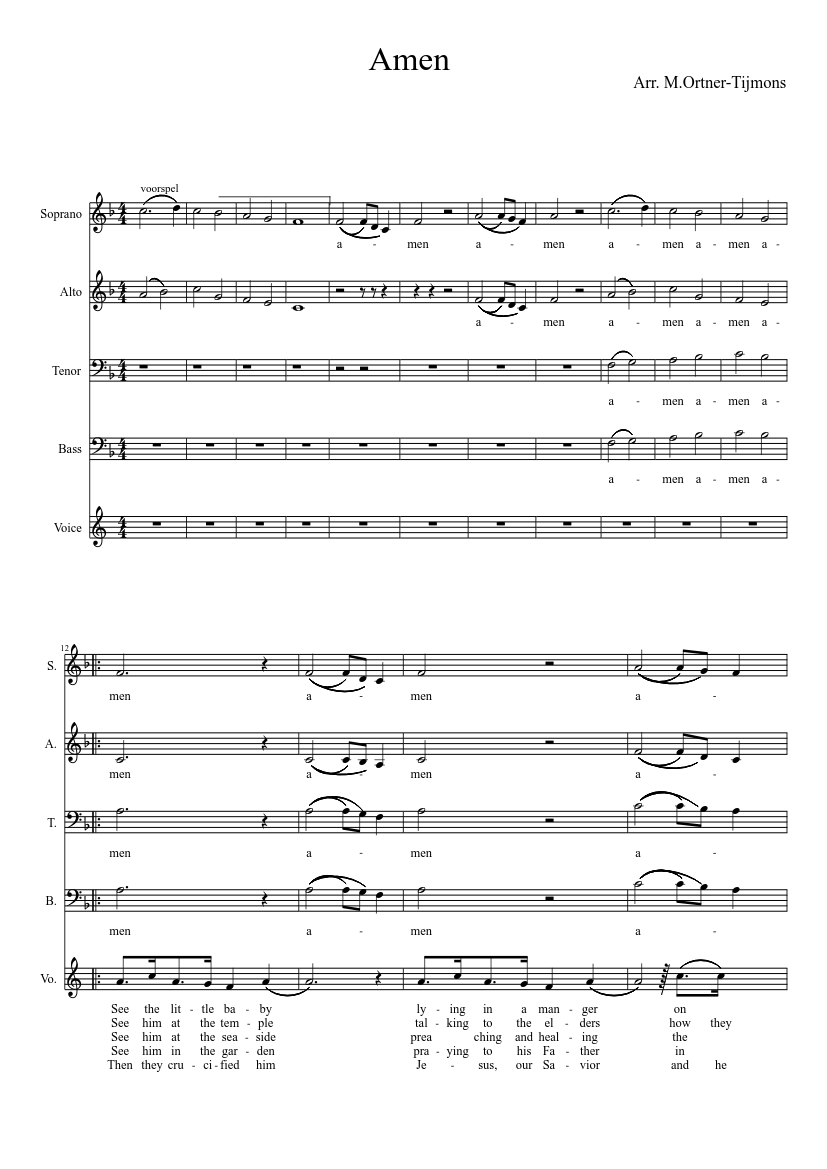 Amen satb Sheet music for Bass guitar, Voice (other) (Mixed Duet ...