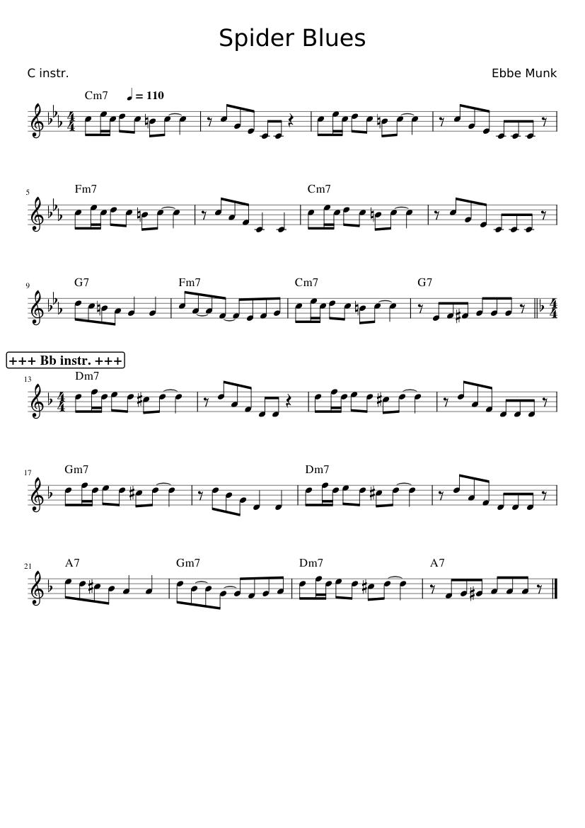 Spider Blues - Ebbe Munk Sheet music for Piano (Mixed Ensemble) Easy ...