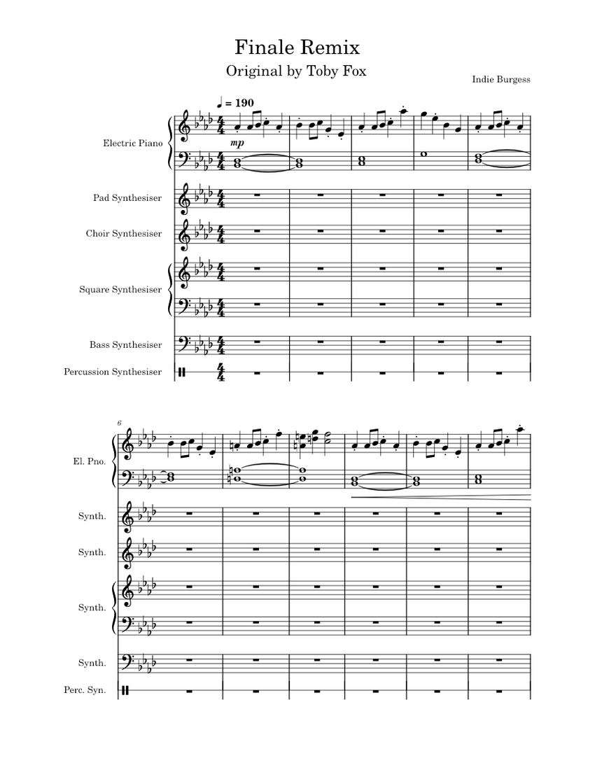 Finale – Toby Fox Finale Remix Sheet music for Piano, Bass guitar, Tom ...
